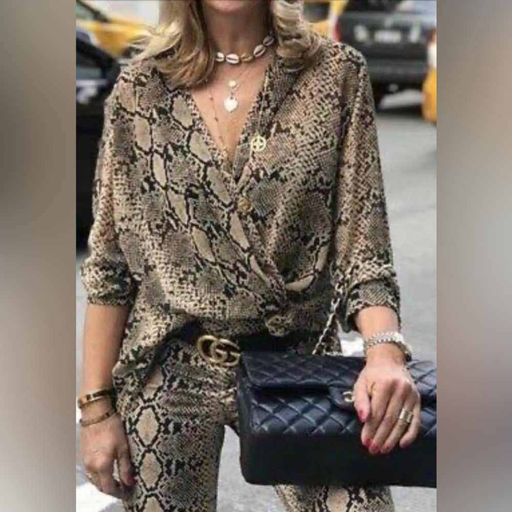 Zara Snake Print Blouse - Gem